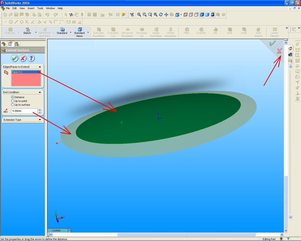 The menu extend surface on the toolbar - 2D AUTOCAD 3D SOLIDWORKS