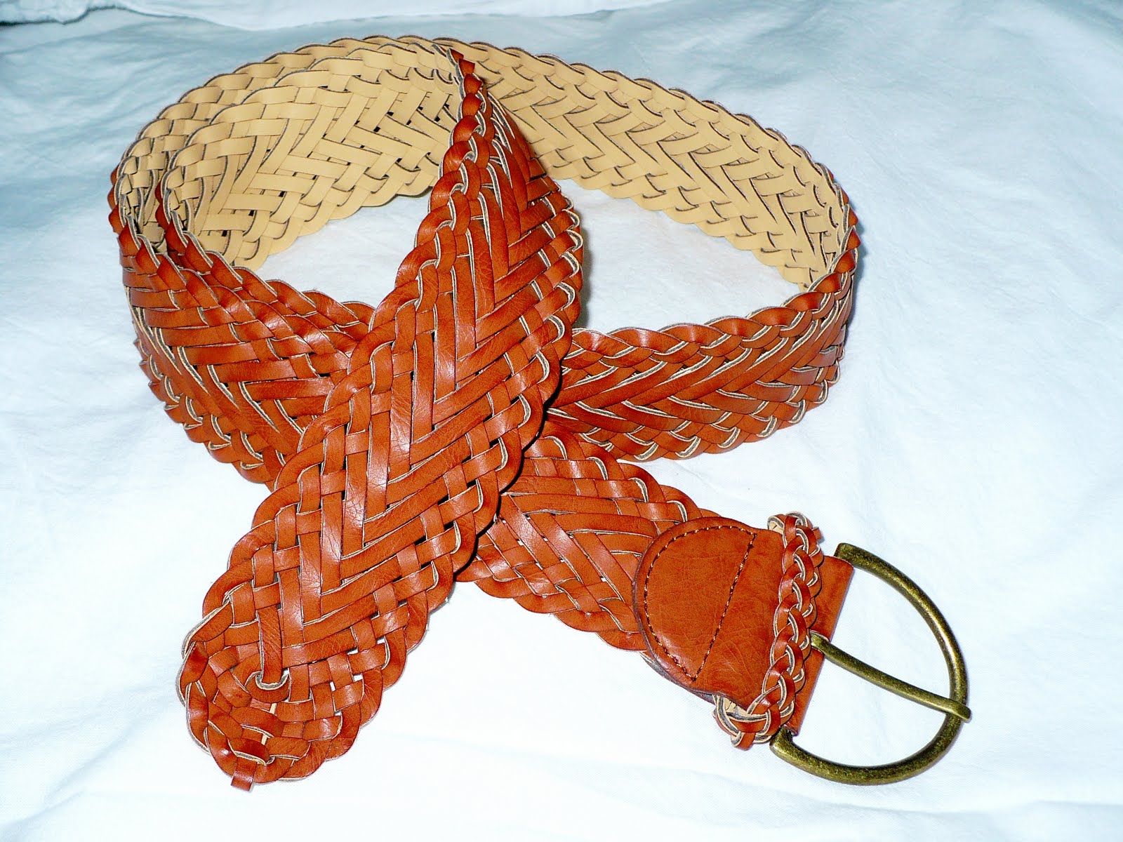 Curea: Curea centura impletita maro deschis