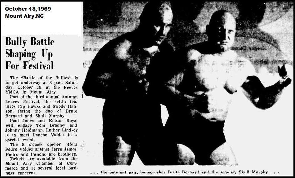 All Star Championship Wrestling: Mount Airy,NC - Oct.18,1969