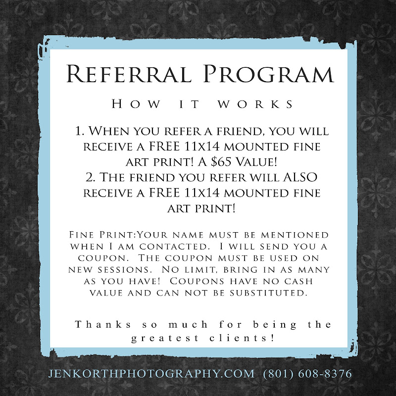 Jen Korth Photography: Announcing my referral program...