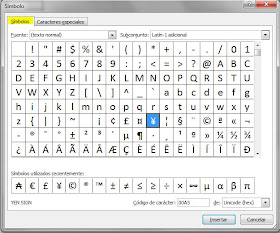 Excel y Yo: formato: insertar simbolos especiales en excel