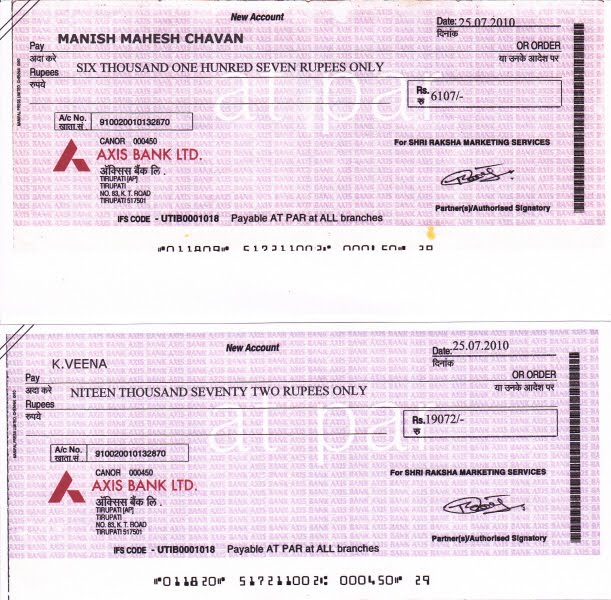 veena @ shriraksha CONTACT 09594398142: The First Cheque My self and my ...