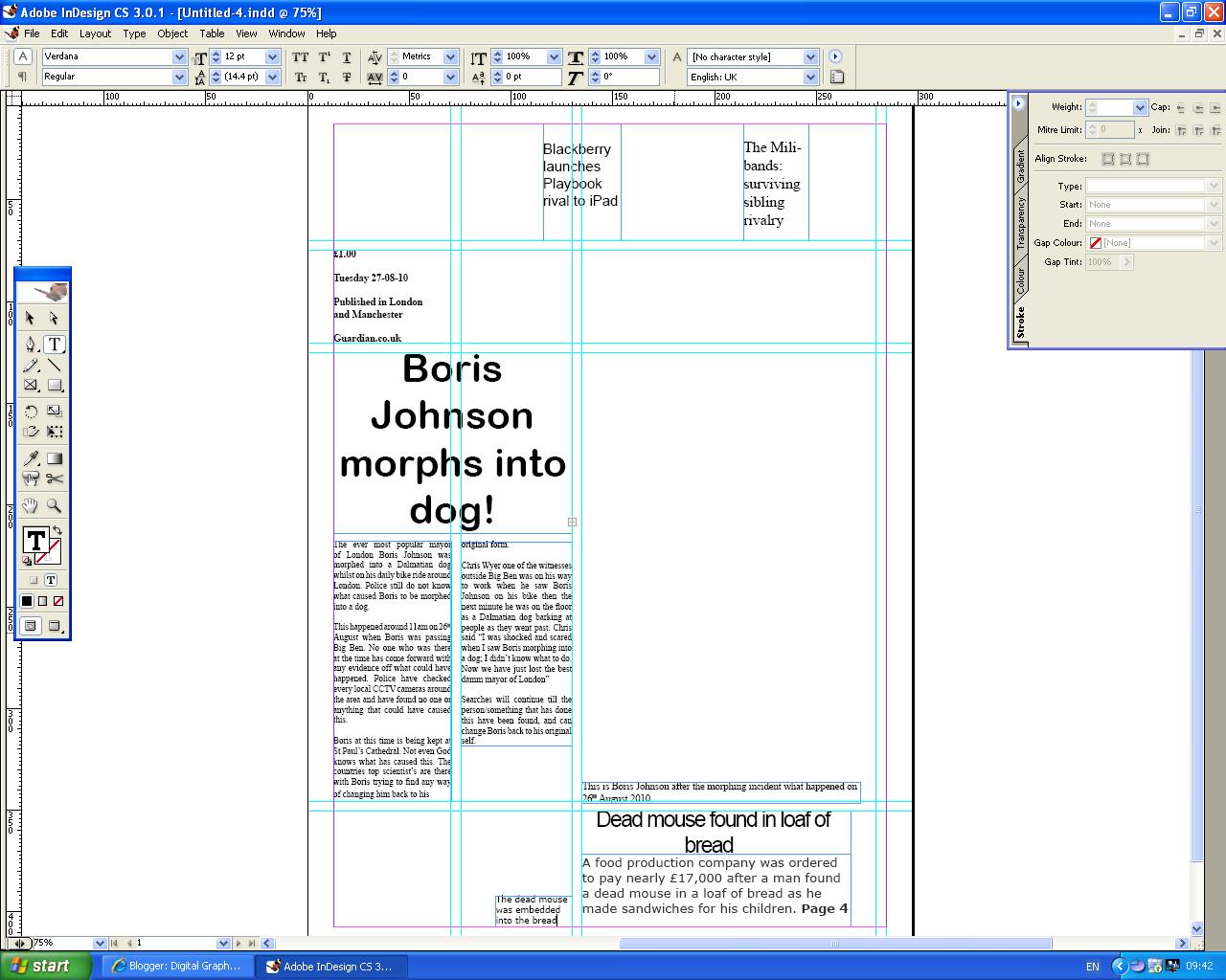 Digital Graphics: Newspaper Front Page