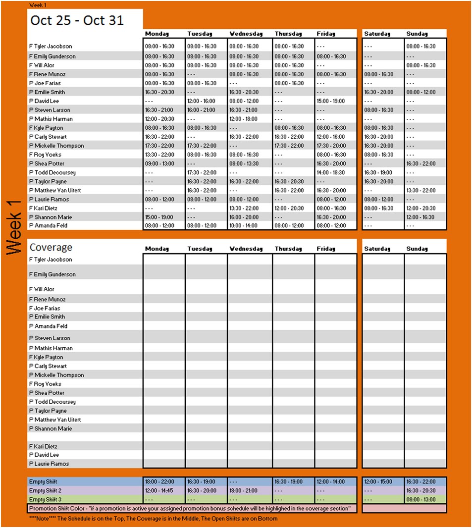 Call Center Schedule