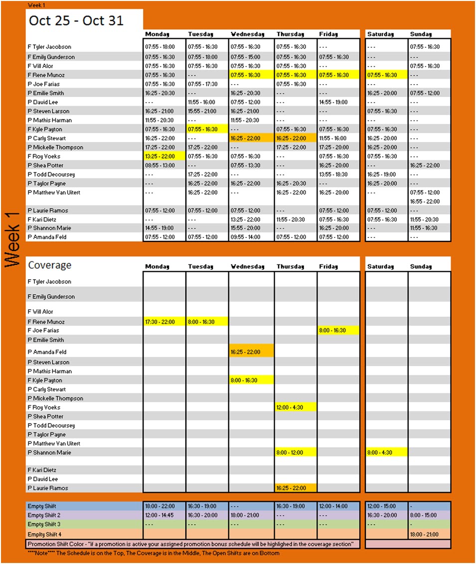 Call Center Schedule