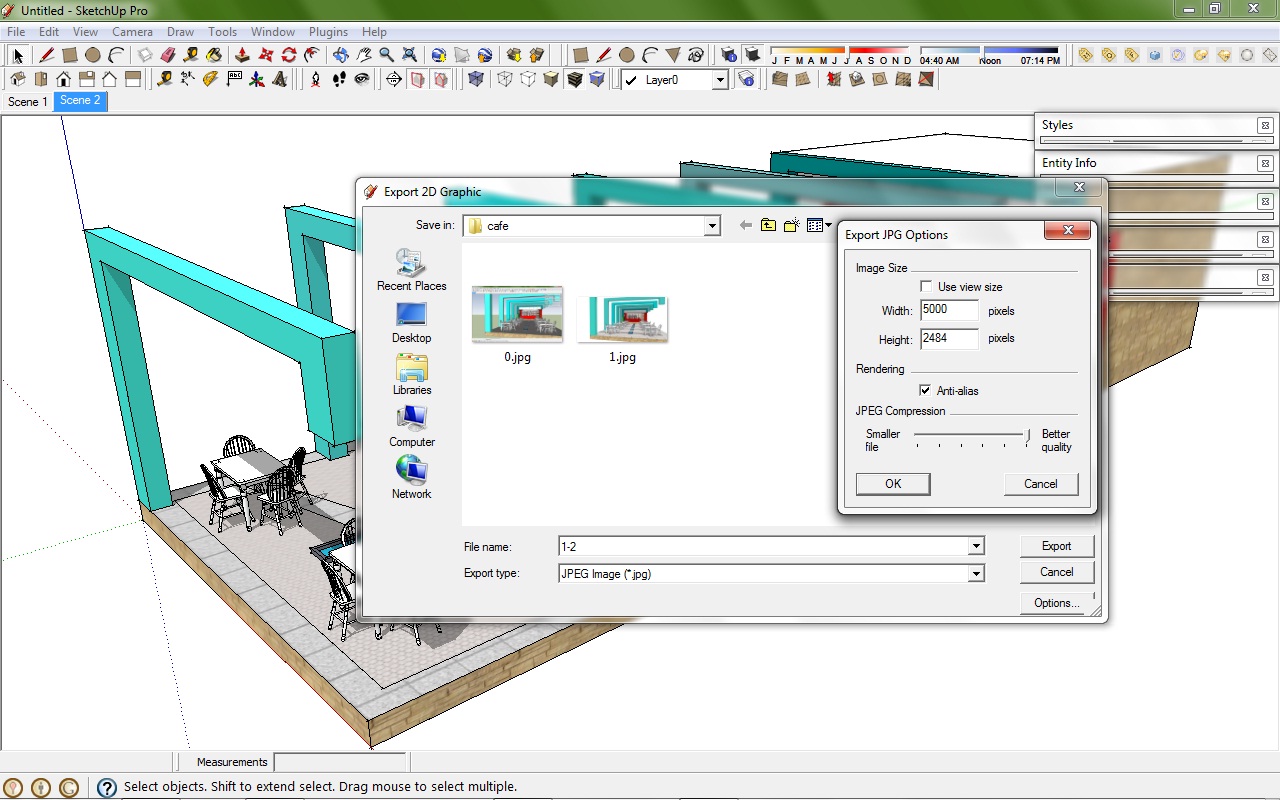mind documentation: Sketchup, render V-ray atau Export JPG