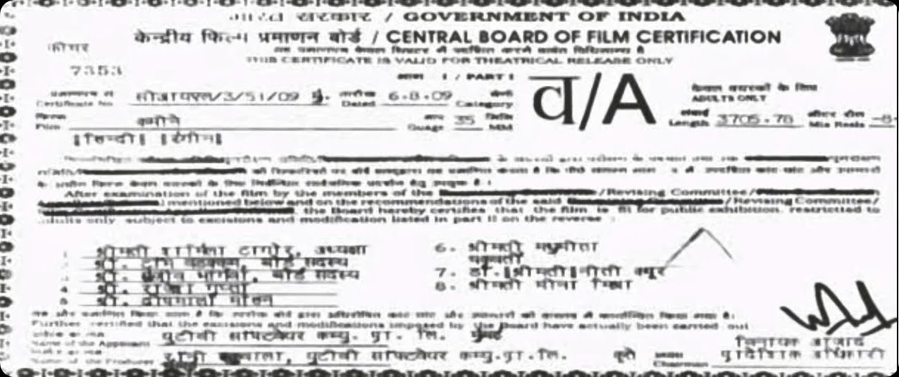Cinema Indiano: Central Board of Film Certification - CBFC