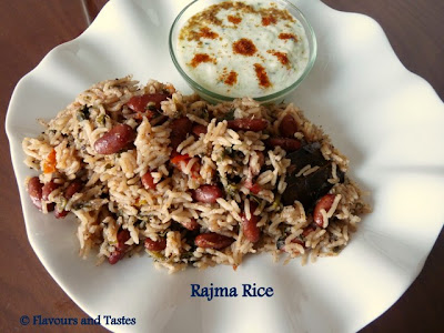 Flavours and Tastes: Rajma and greens pulav