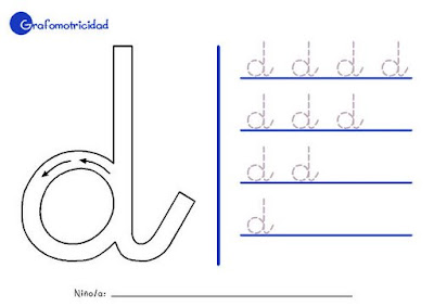 CALIGRAFÍA PARA NIÑOS: LA LETRA D : FICHAS PARA NIÑOS