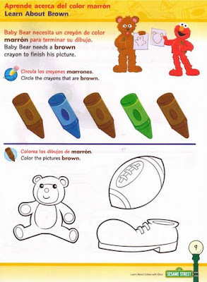 APRENDE INGLÉS CON BARRIO SESAMO - EL COLOR MARRÓN : FICHAS PARA NIÑOS