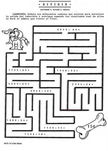 EJERCICIOS DE DIVISIONES PARA NIÑOS DE PRIMARIA : FICHAS PARA NIÑOS