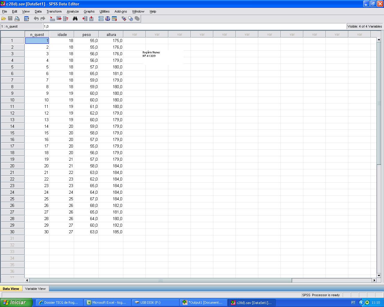 Dossier TICG de Rogério Nunes: C.28 - Criar um ficheiro de dados no SPSS