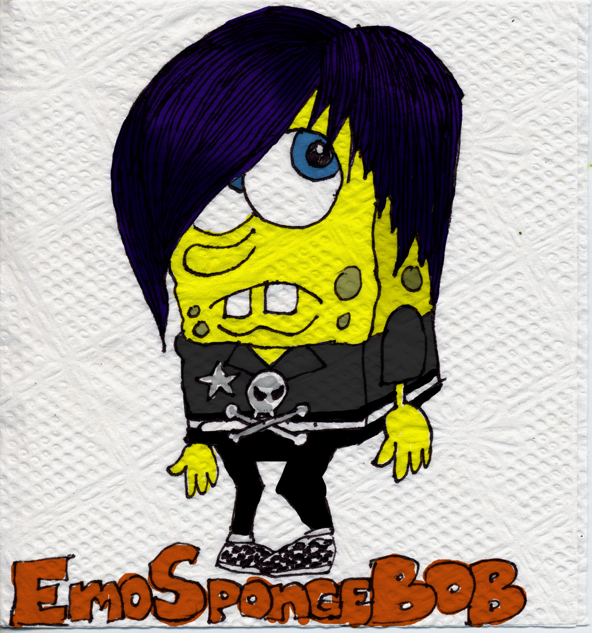Lunch Napkin Art: Emo Spongebob