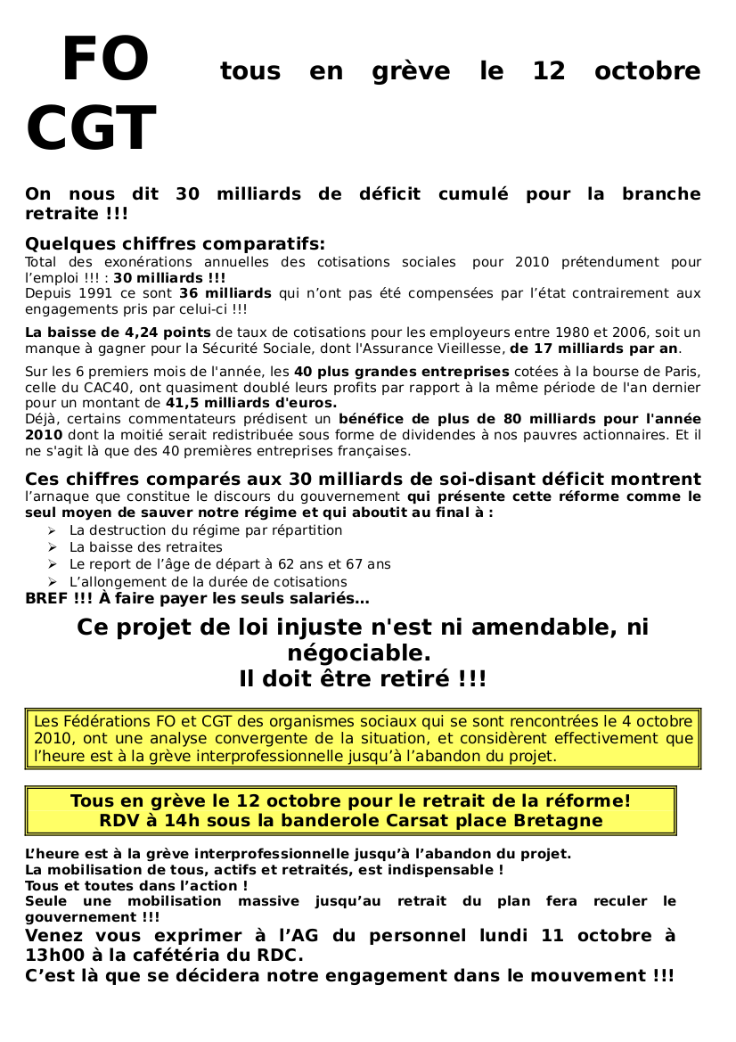FO - Loire Atlantique: ORGANISMES SOCIAUX : APPEL POUR LE 12 OCTOBRE ... FO - Loire Atlantique: ORGANISMES SOCIAUX : APPEL POUR LE 12 OCTOBRE ...