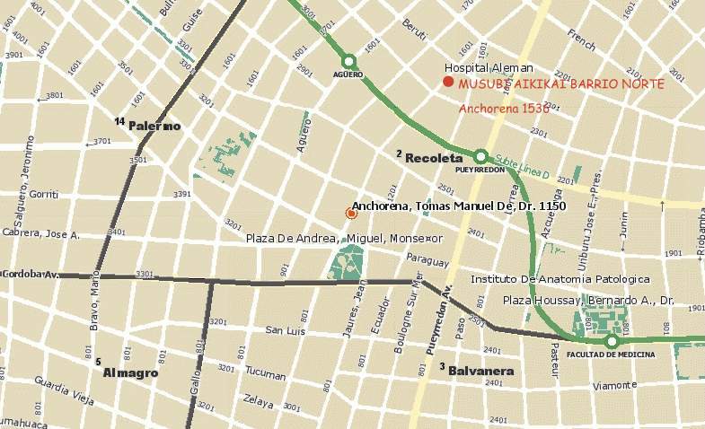 MUSUBI AIKIKAI BARRIO NORTE. MAPA UBICACION