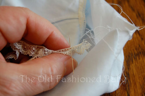 The Old Fashioned Baby Sewing Room: Gathering Lace Evenly and Stitching ...