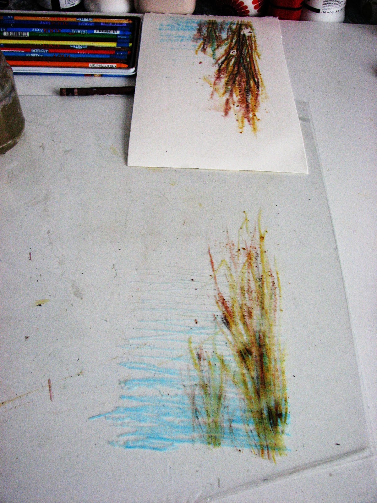 Lisa Le Quelenec Seaside studios paintings, prints and mixed media: Mono printing river experiments