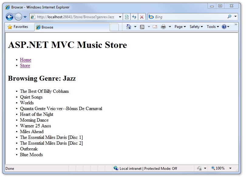 Mvc Music Store Tutorial