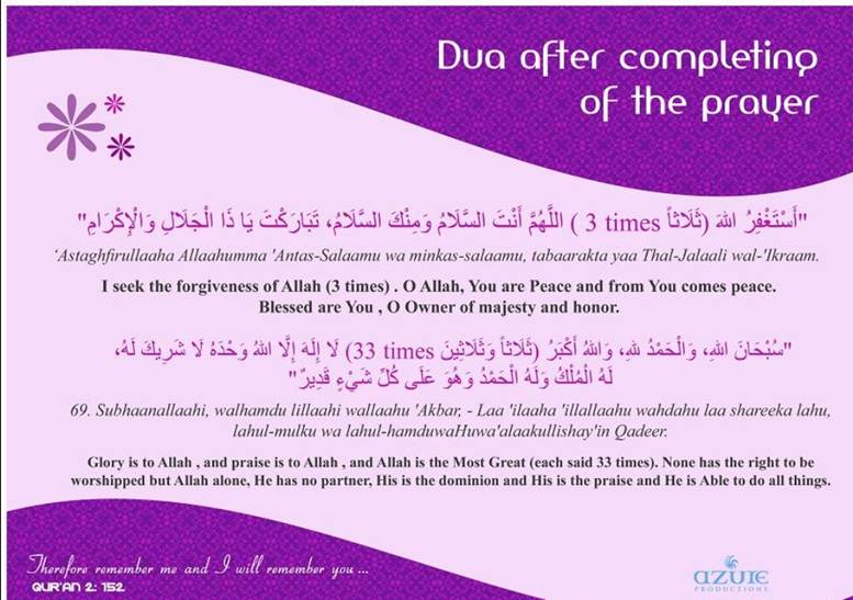 Info4All -.¸¸.·´¯: Dua After Completing of the Prayer