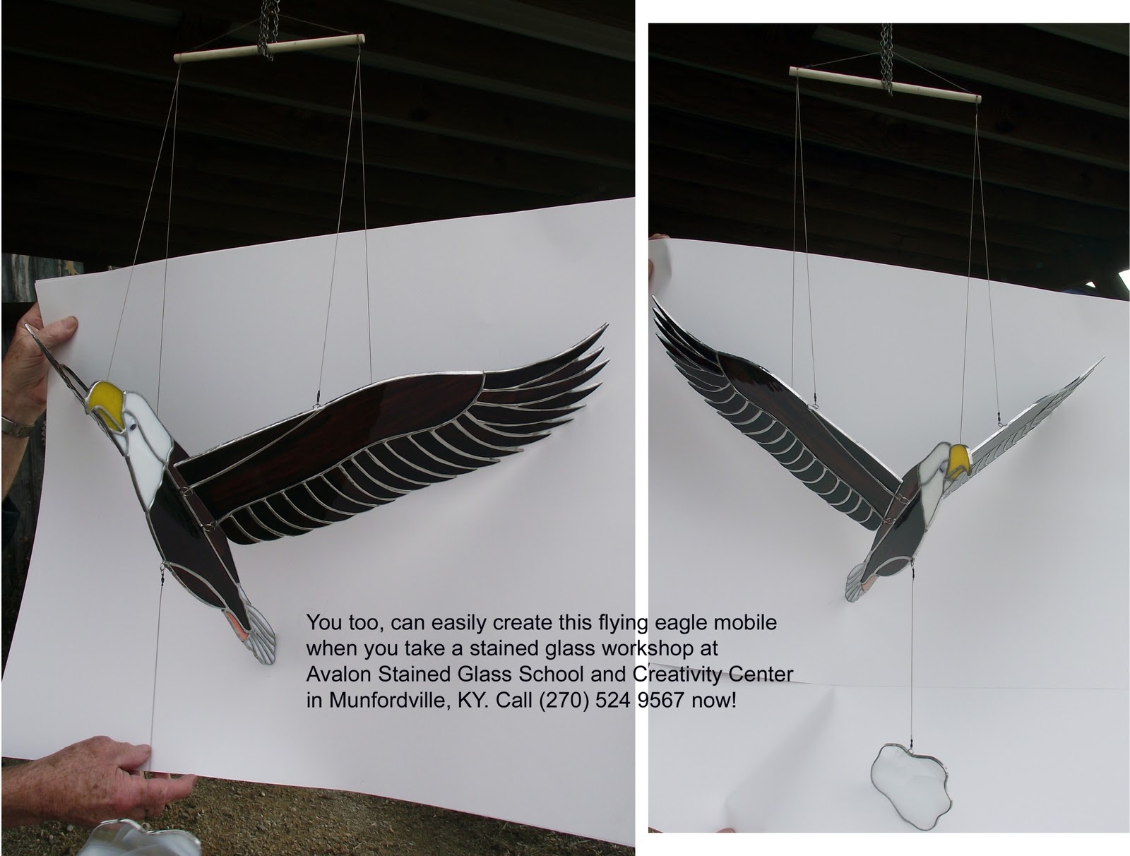 Avalon's Stained Glass Blog: Stained Glass Hanging Eagle Mobile