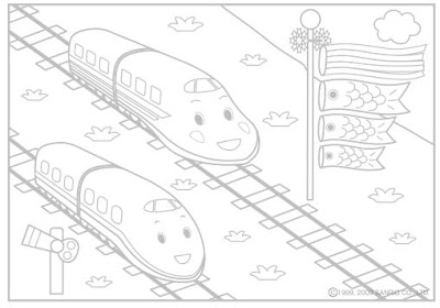 Shinkansen Sanrio Sketch Coloring Page
