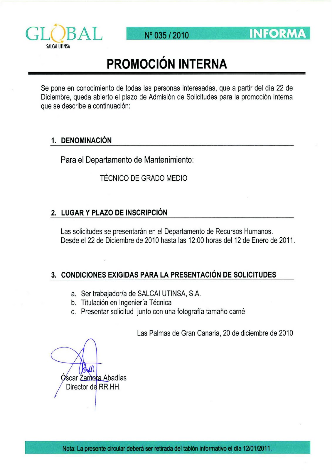 5MENTARIOS: CIRCULAR PROMOCIÓN INTERNA