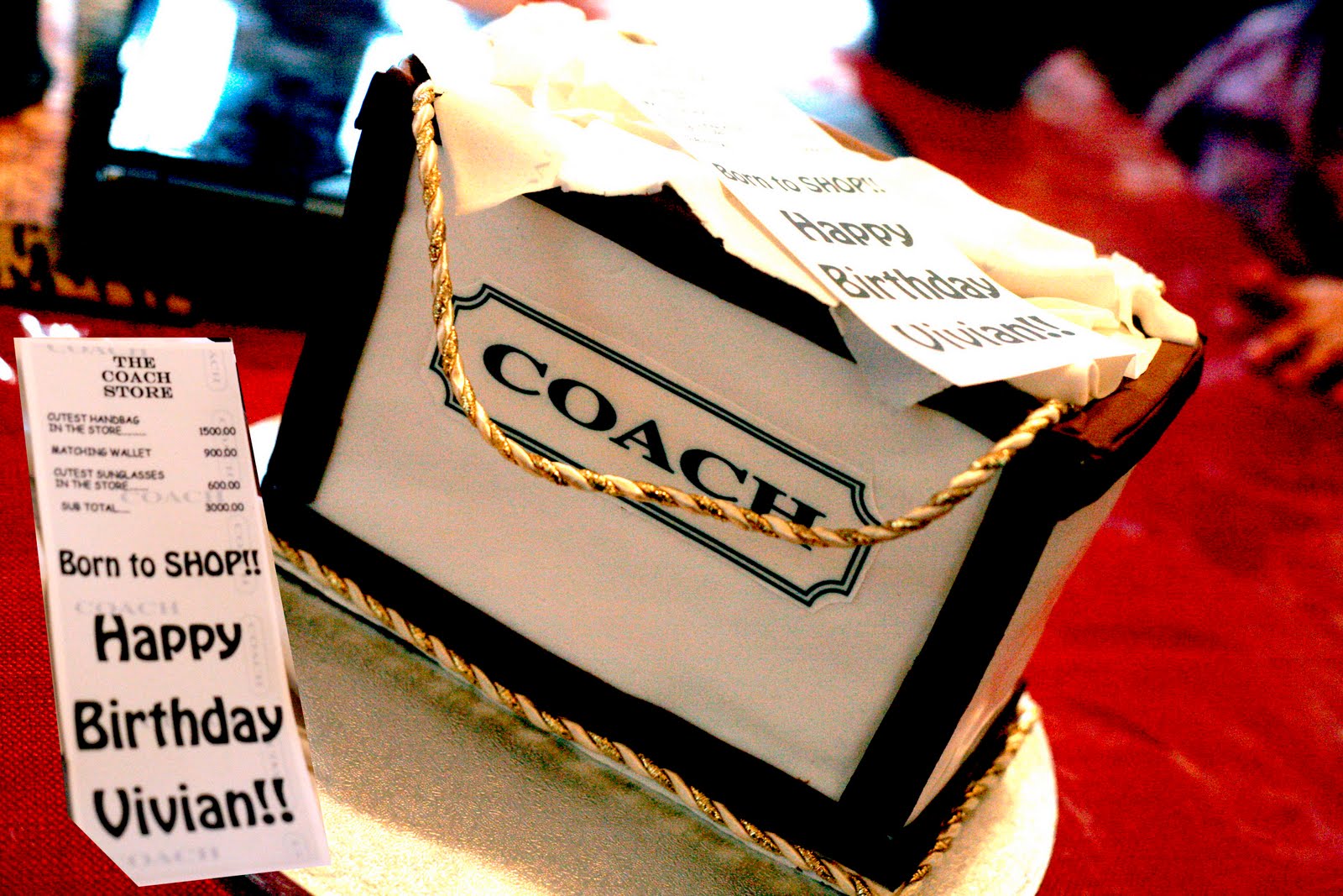 Hector's Custom Cakes: Coach Gift Bag Cake with personalized Receipt ...