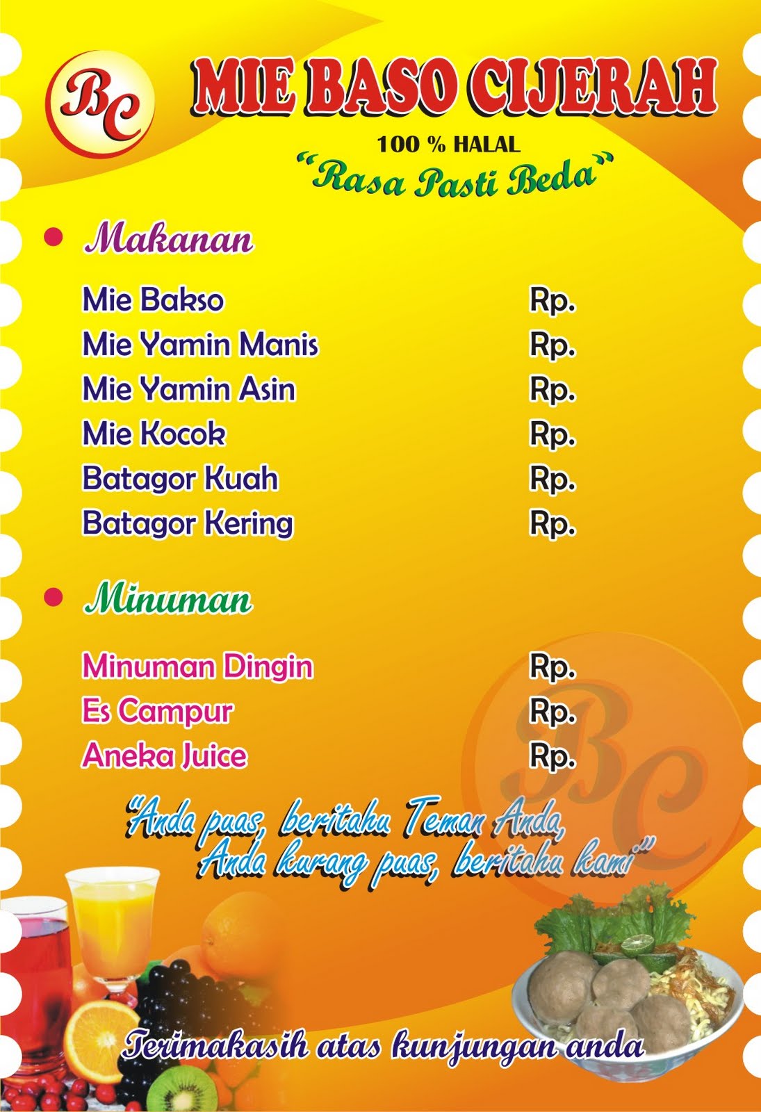 kekeprint: Menu Baso Cijerah