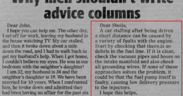 BO AHMAD: Why men shouldn't write advice columns