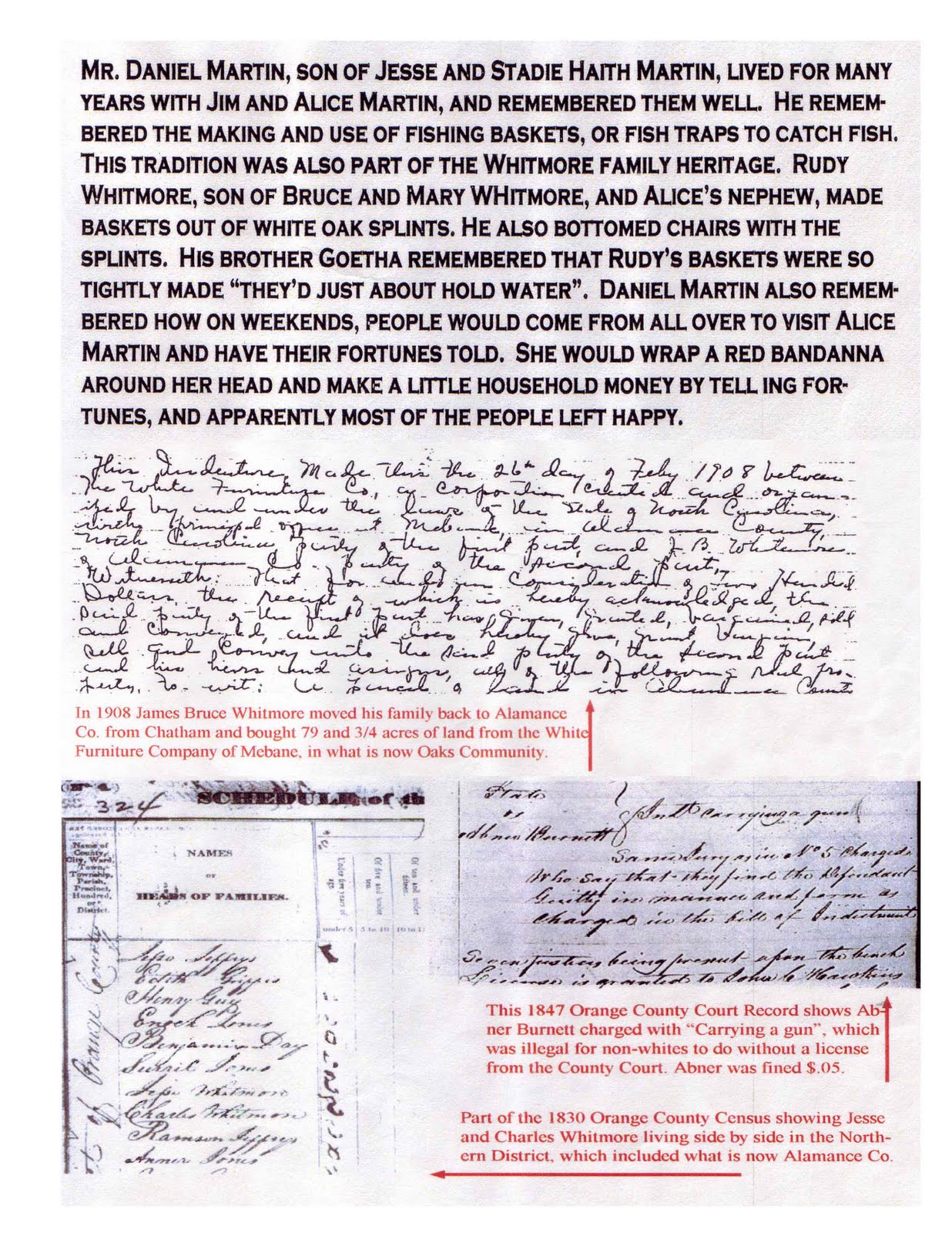 Martin Whitmore Family History