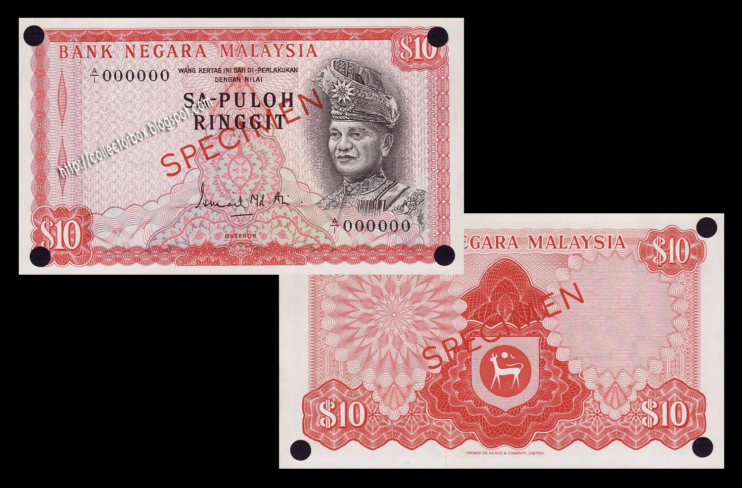 COLLECTORBOX - World banknotes and coins: Malaysia 1st series Specimen-RARE