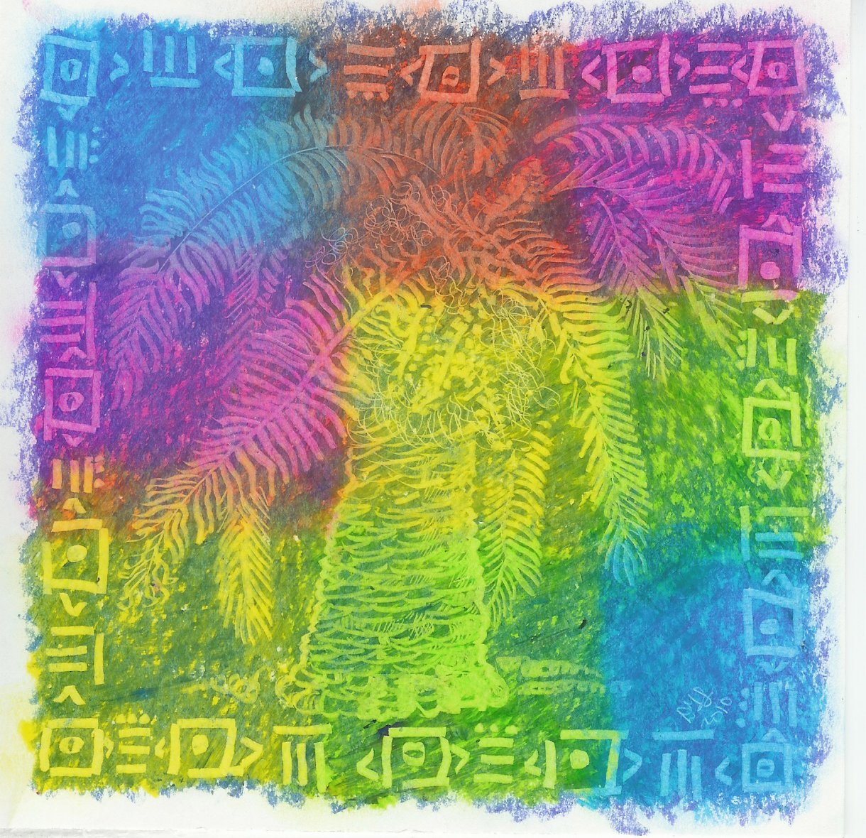 Daily Painters of Pennsylvania: "Nana's Palm" in sgraffito (oil pastel ...