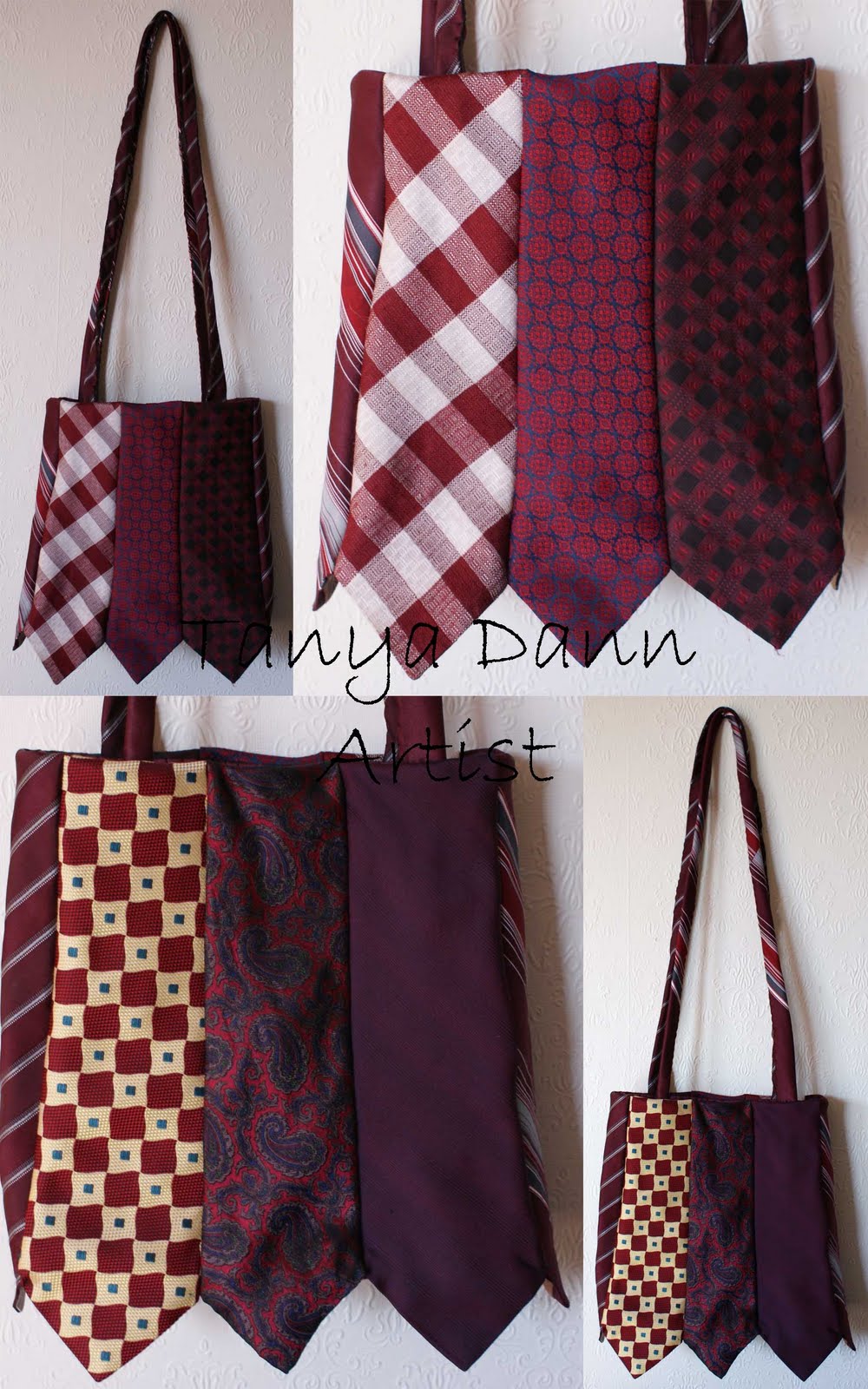 Art by Tanya Dann: More tie bags - one off original wearable art pieces