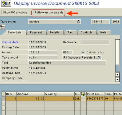 SAP e-mory: SAP MIR4 Display MIRO Invoice