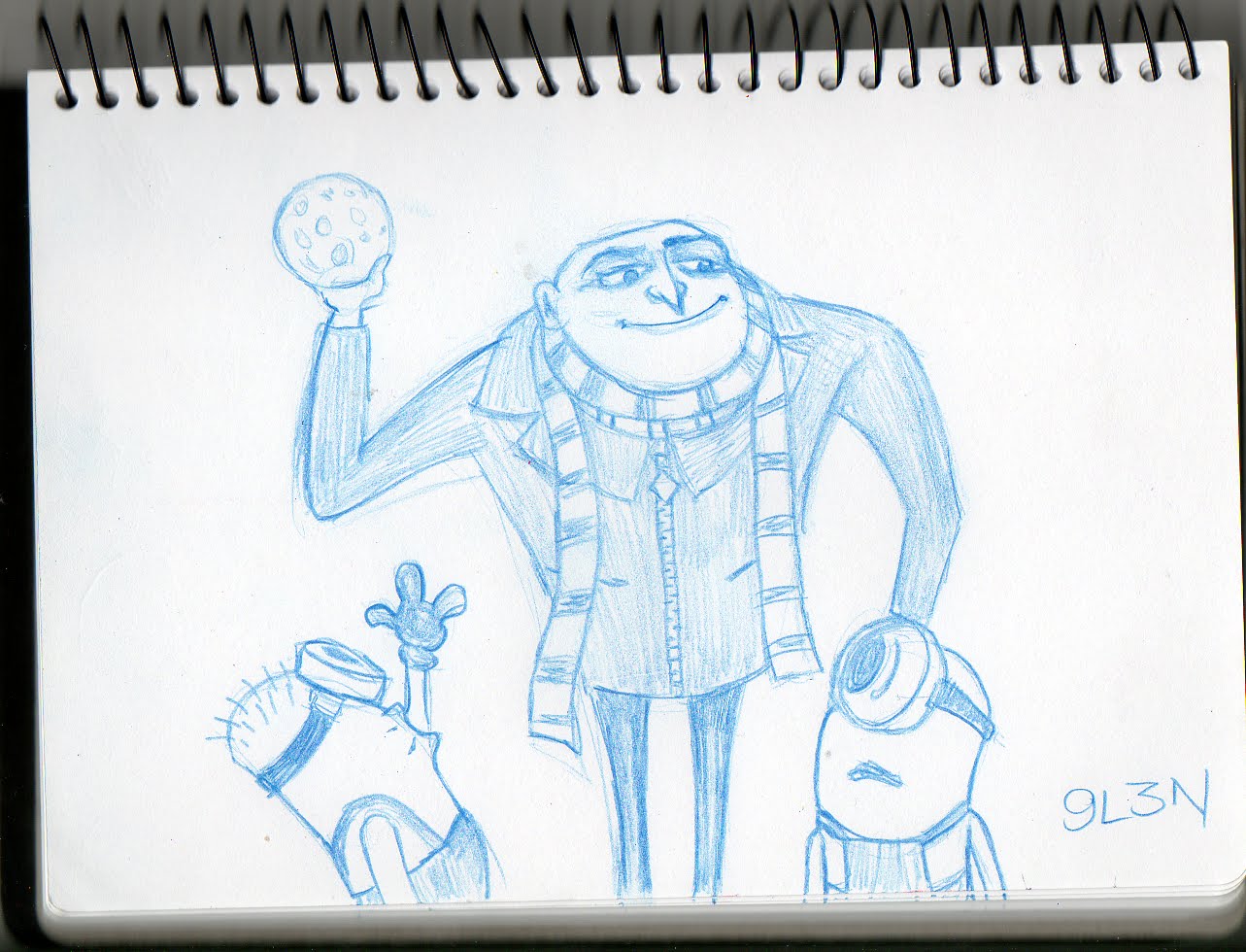 Project 365 - a doodle a day: Day #220 - Dr Gru and the moon