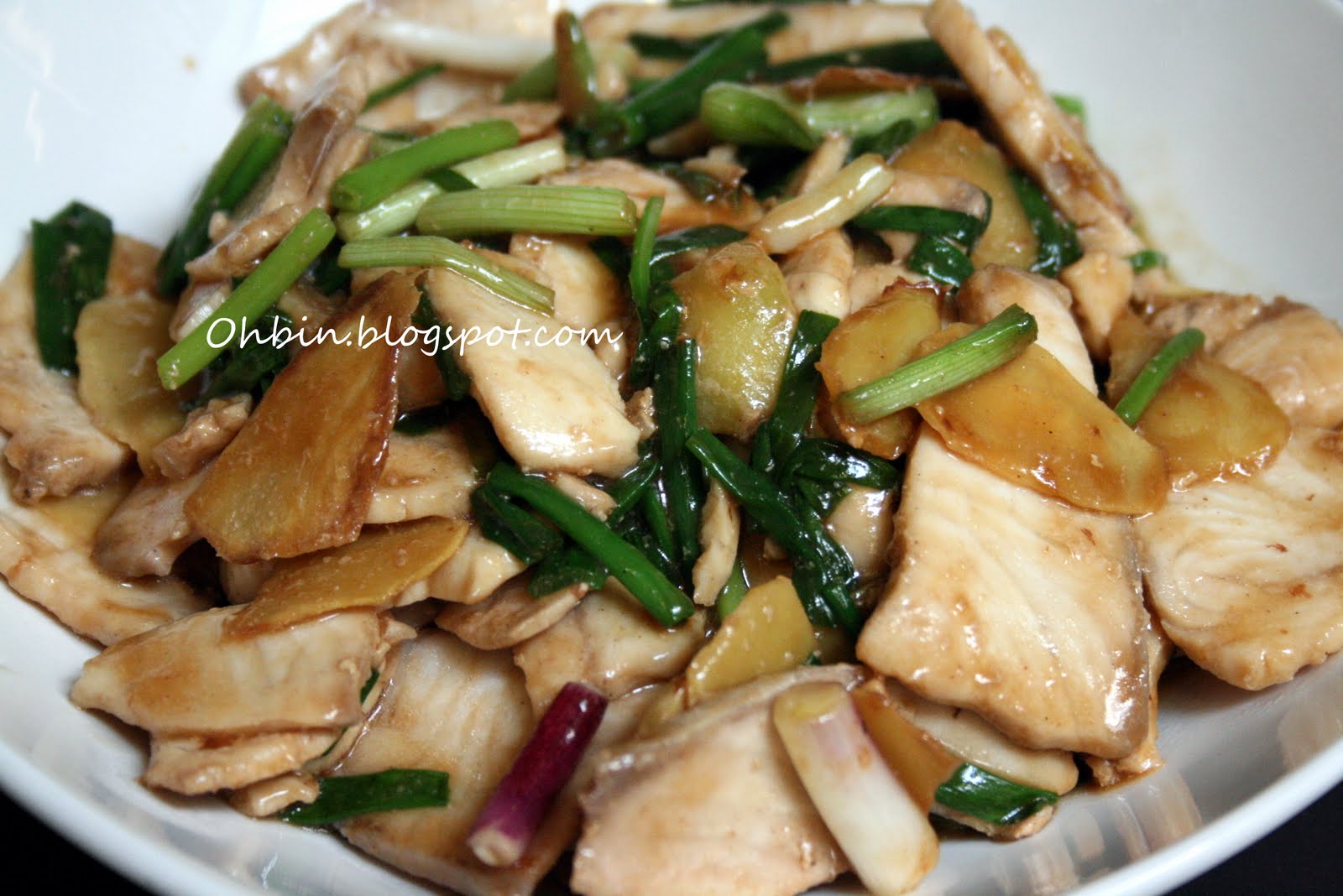 Ohbin's Recipe: 姜葱鱼片 Stir Fried Fish Fillet with Spring Onion and Ginger