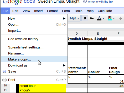 Using the Bread Spreadsheets ~ the butcher, the baker