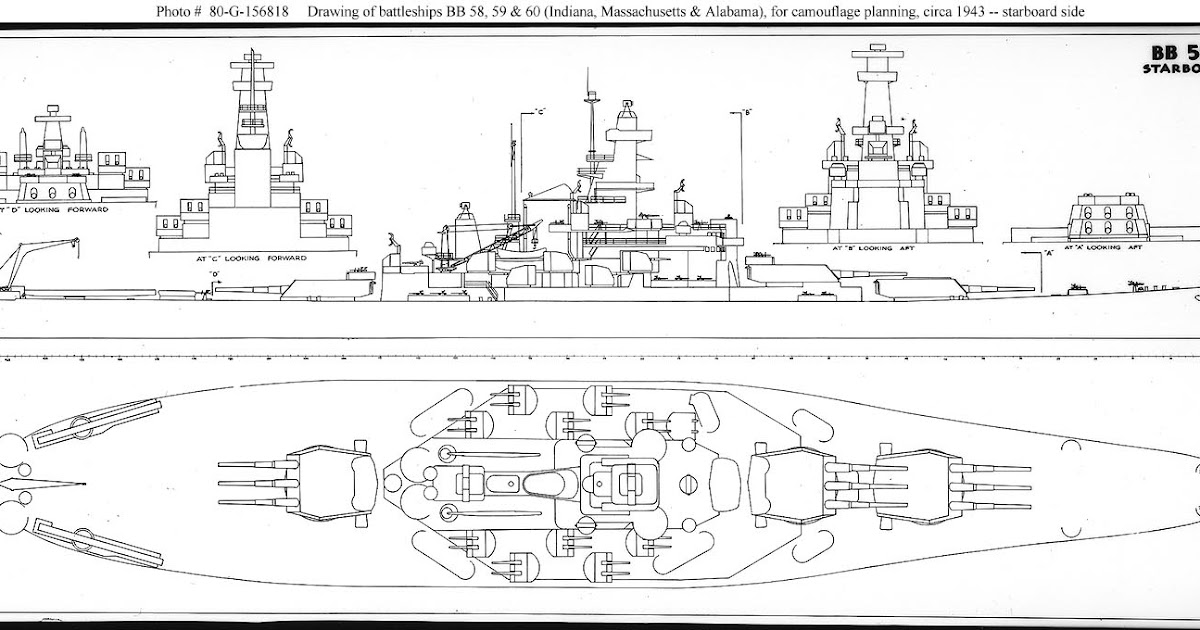 navy ship: uss alabama battleship blueprint