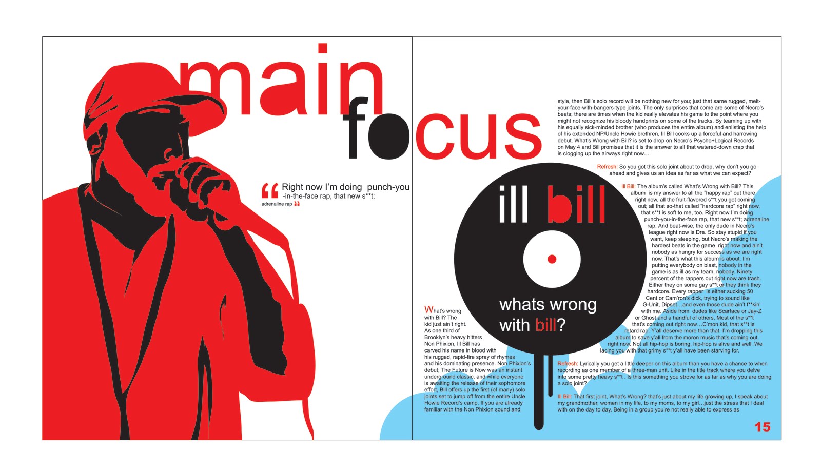 Mike Mcdonnell: Page layout for a hip hop magazine