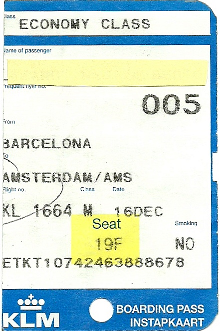 The traveler's drawer: KLM. Boarding Pass for flight KL 1664 M ...