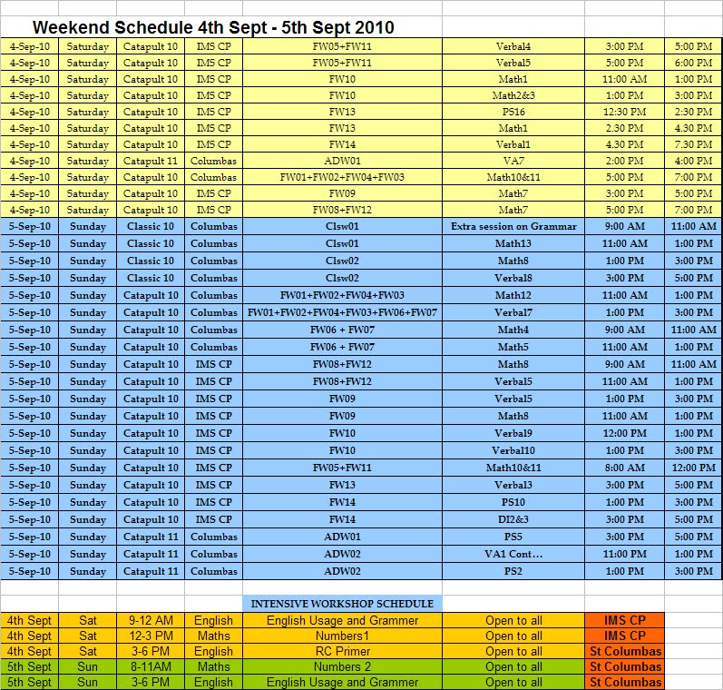 IMS CP Schedule: September 2010