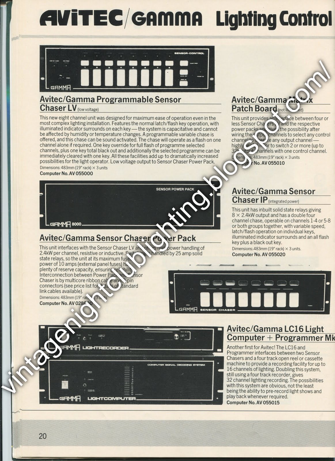 Vintage Night Club Lighting: Avitec Catalogues and Brochures