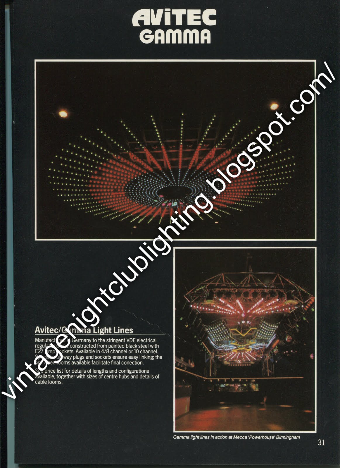 Vintage Night Club Lighting: Avitec Catalogues and Brochures