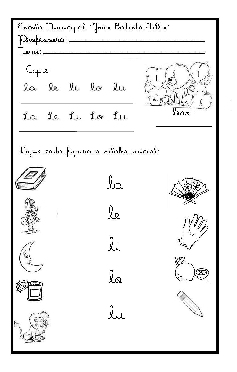 Cantinho da Vera Lúcia: Atividades com a letra L