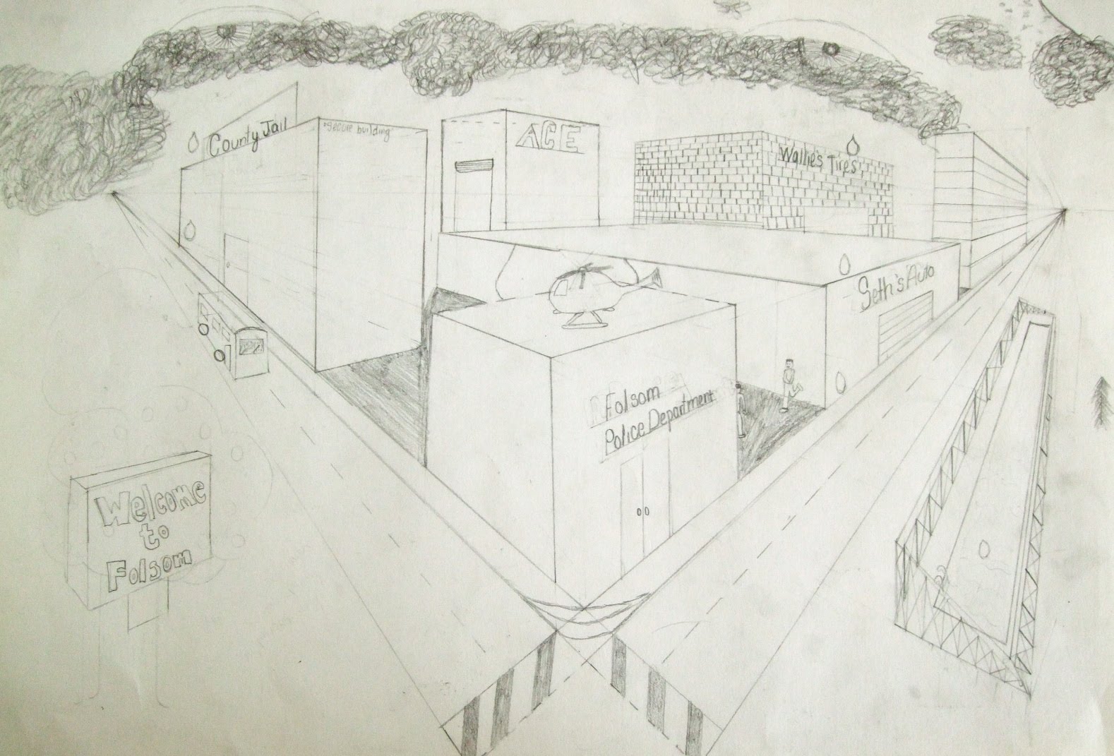 highschoolart: 2 Point Perspective Drawing High School Art