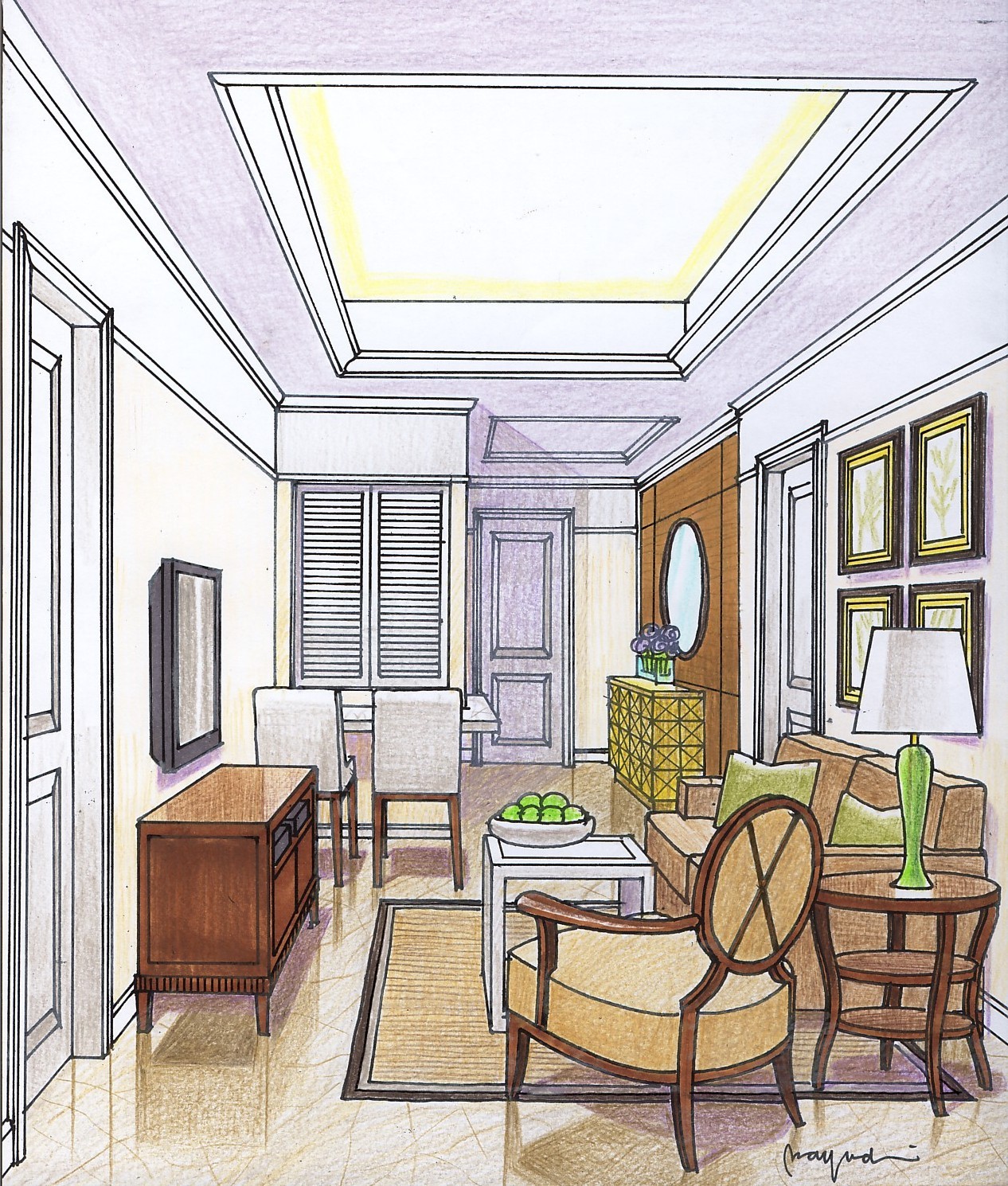 Yandi Prayudhi: sketsa interior step by step