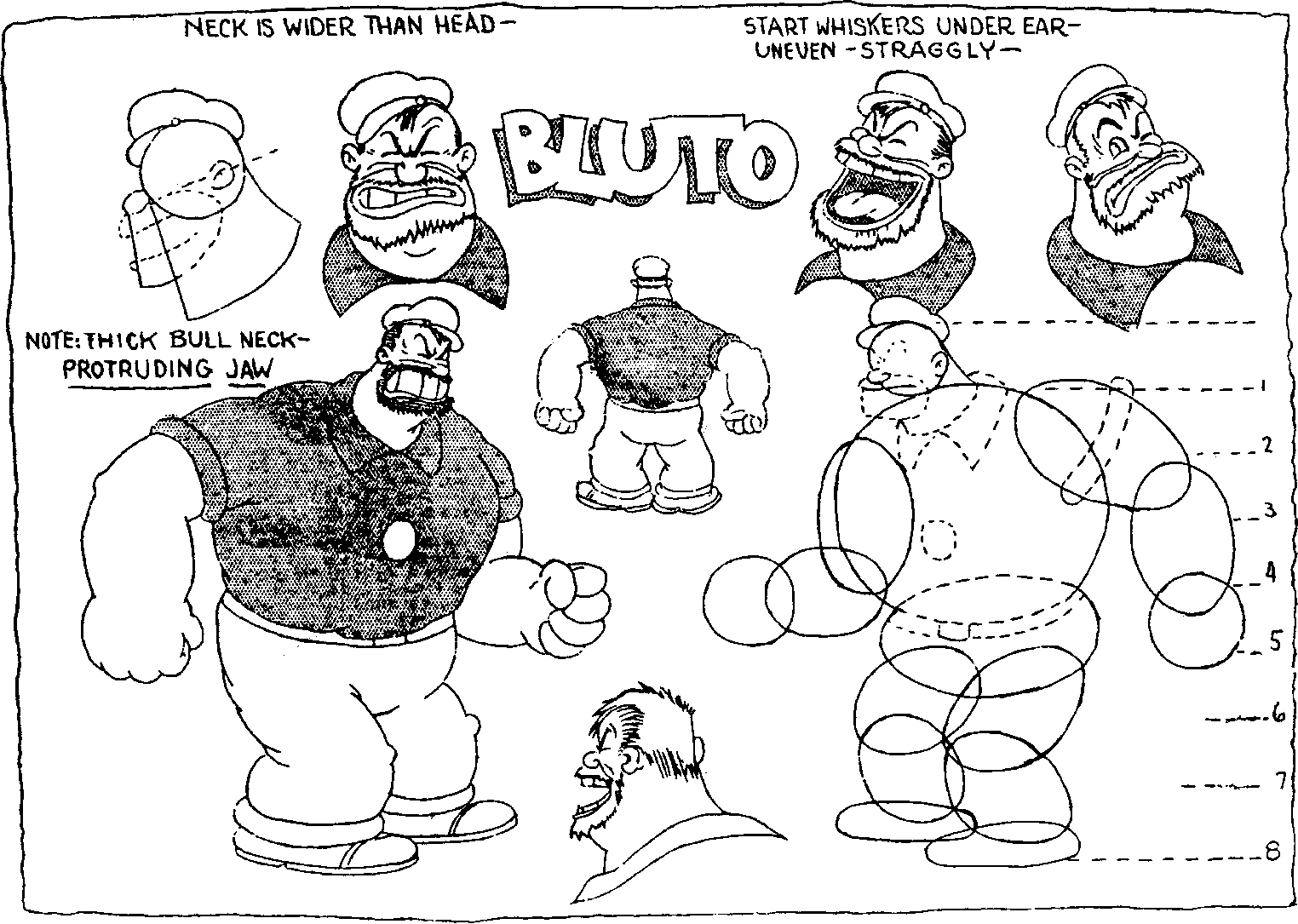 Smoking Cool Cat: Bluto model sheet