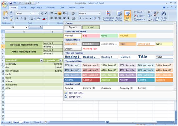 Excel 2007 Styles - Online Free Computer Tutorials.