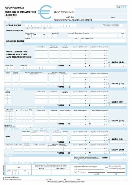Giornate a scuola: Modello f24