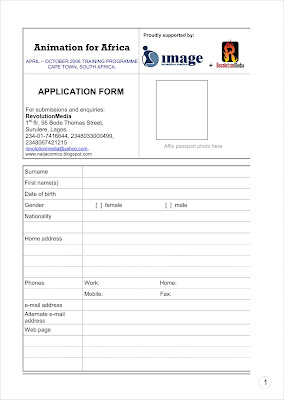 naija comics & cartoons: Application form for Animation Training in ...